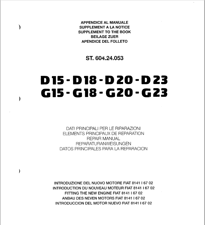 OM PIMESPO FIAT - D15, D18, D20, D23, G15, G18, G20, G23, G30 Engine ...