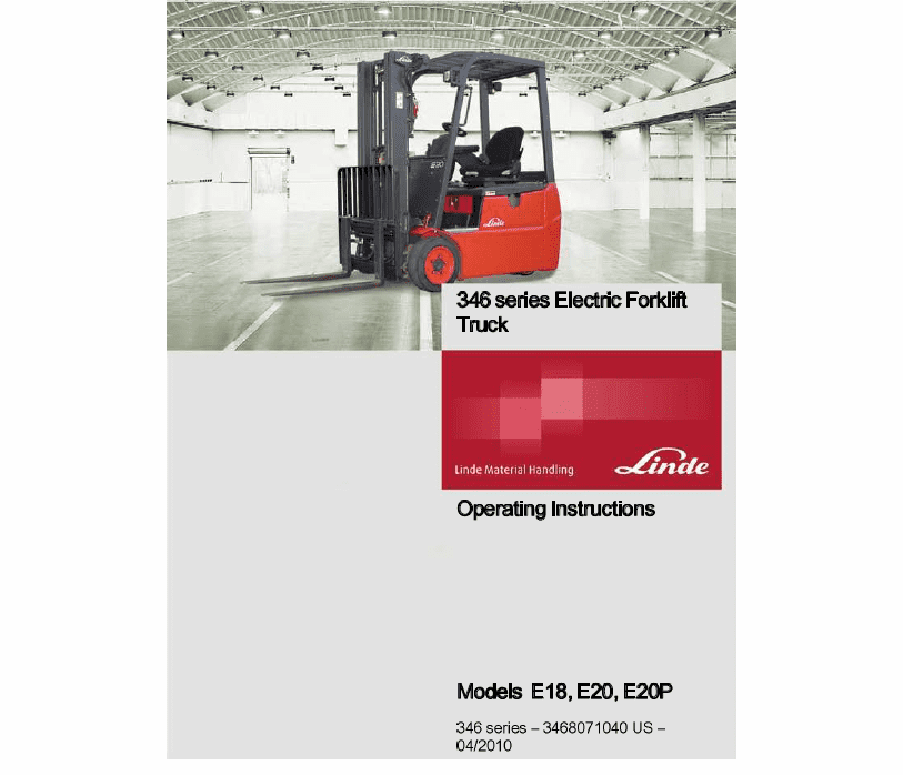 Linde Series 346 Electric Forklift Truck: E18, E20, E20P Workshop ...