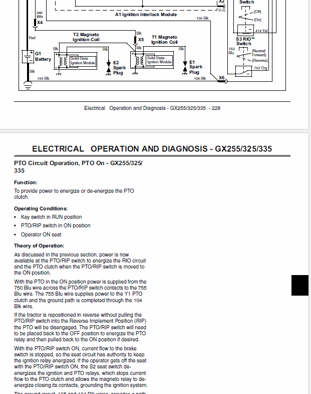 John Deere GX255, GX325, GX335 GX345 Garden Tractors Technical Manual ...
