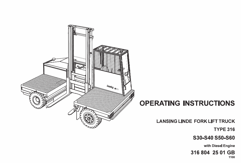 Linde S30, S30W, S40, S40W, S50, S50W, S60, S60W Forklift 316 Series ...