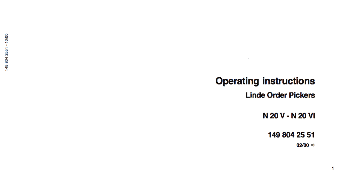 Linde N20L, N20LI, N20LX, N20V, N20VI, N20, N25 Pallet Trucks Series ...