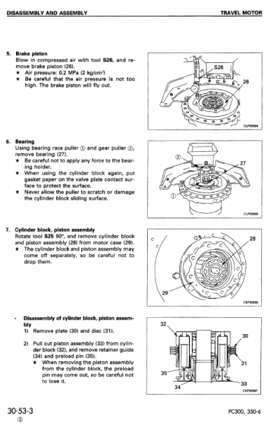 Komatsu PC300-6, PC300LC-6, PC350-6, PC350LC-6 Excavator Manual