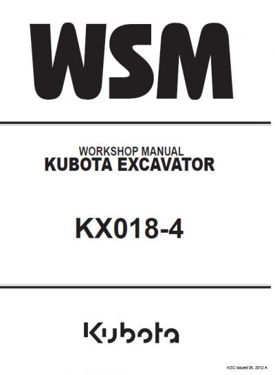 Kubota K018-4 Excavator Workshop Service Manual