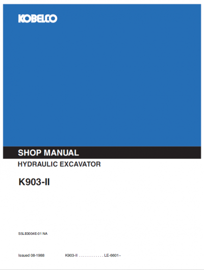 Kobelco K903-II Excavator Service Manual