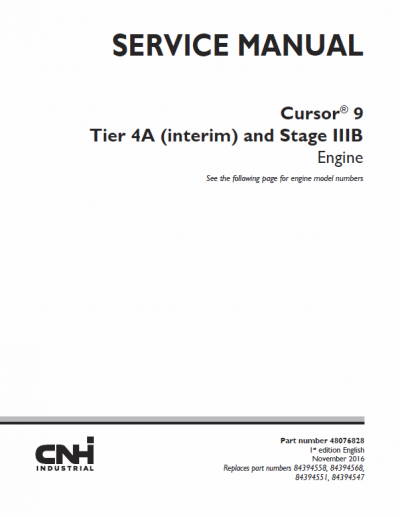 Cursor 9 Tier 4 Interim and Stage IIIB Engine Service Manual
