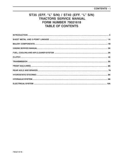AGCO ST35, ST40 Tractor Service Manual