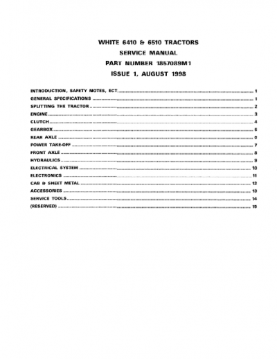 White 6410, 6510 Tractors Service Manual