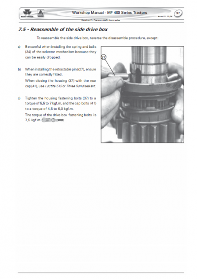 Massey Ferguson 451, 471, 481, 491, 492 Tractor Service Manual