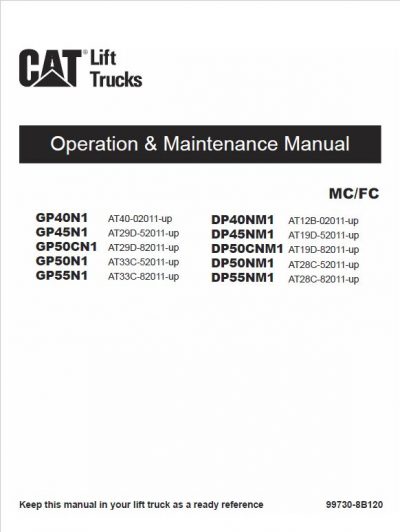 CAT GP40N1, GP45N1, GP50CN1, GP50N1, GP55N1 Lift Truck Service Manual