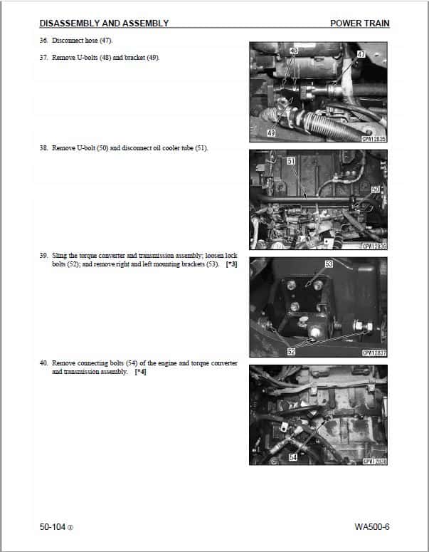 Komatsu WA500-6, WA500-6R, WA500-6, WA500-6RR Wheel Loader Service Manual