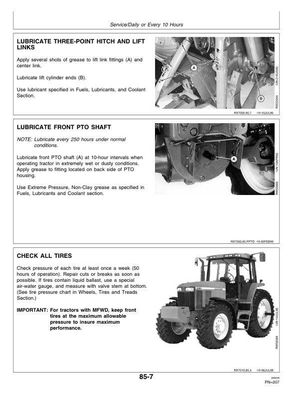 John Deere 7610, 7710, 7810 2WD or MFWD Tractors Repair Technical Manual
