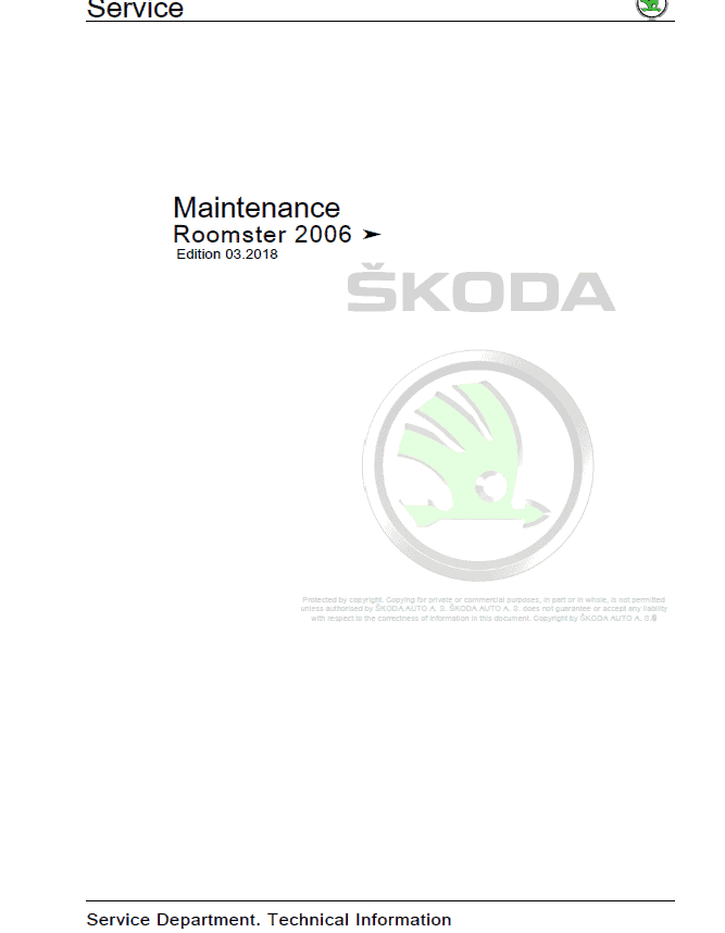 SKODA ROOMSTER (5J, 5J0) Repair Service Manual