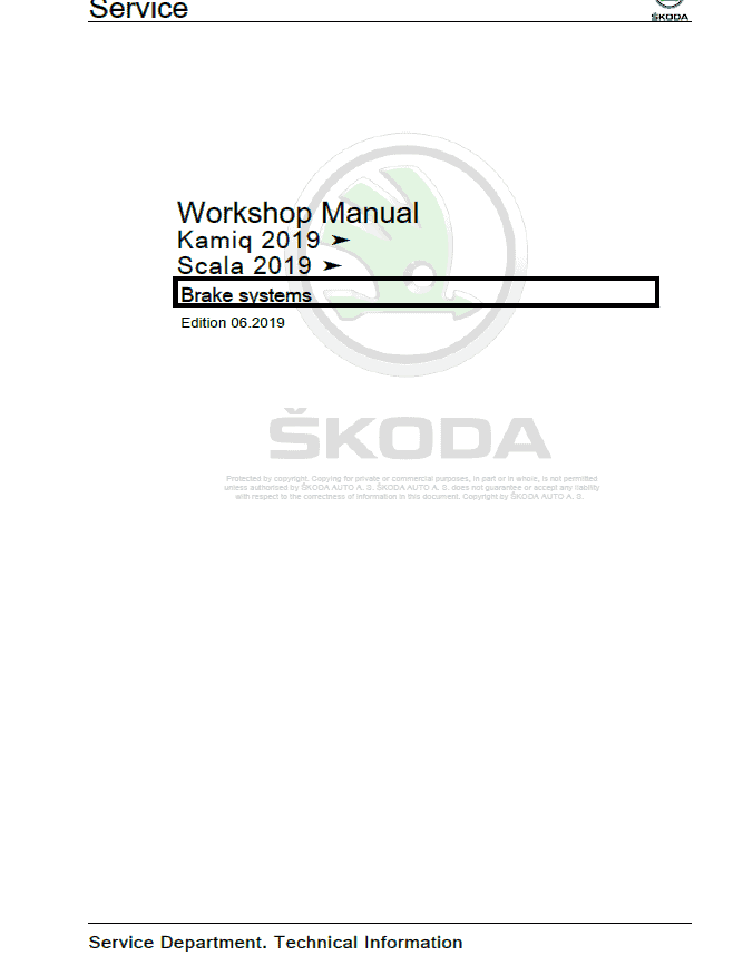 SKODA SCALA (NW, NW1) Repair Service Manual