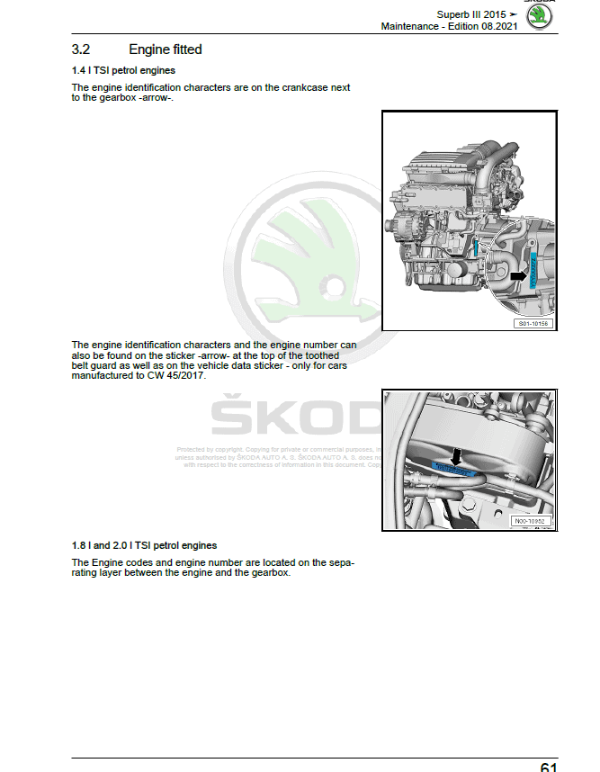 SKODA SUPERB III (3V) Repair Service Manual