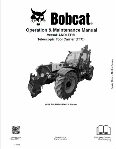 Bobcat V923 versaHANDLER Telescopic Service Repair Manual