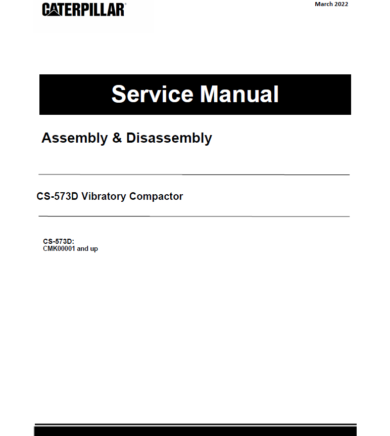 Caterpillar CAT CS-573D Vibratory Compactor Service Repair Manual ...