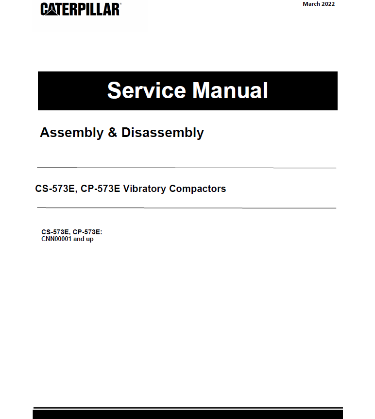 Caterpillar CAT CS-573E, CP-573E Vibratory Compactor Service Repair ...