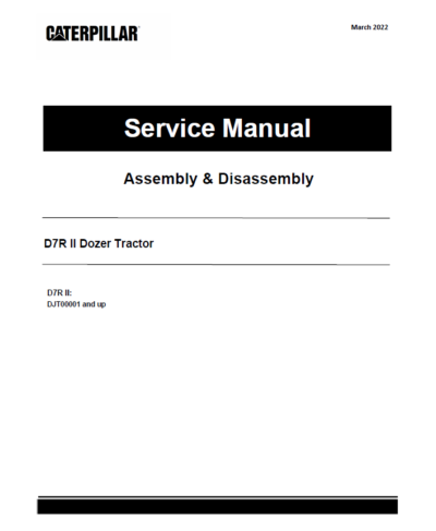Caterpillar CAT D7R II Dozer Tractor Service Repair Manual (DJT00001 ...