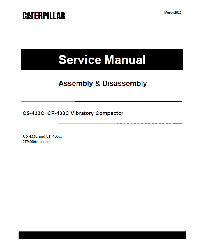 Caterpillar CAT CS-433C, CP-433C Vibratory Compactor Service Repair ...