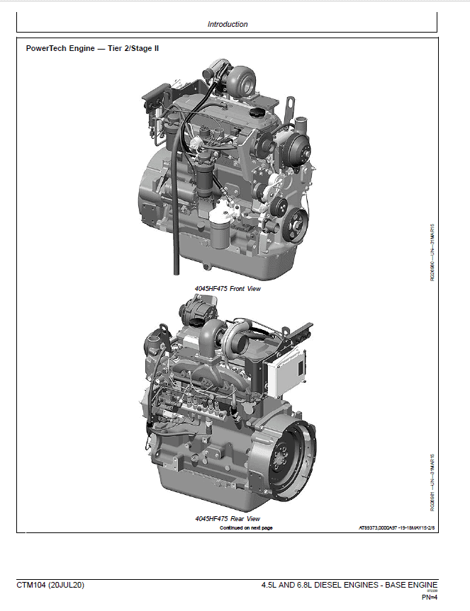 John Deere PowerTech 4.5L & 6.8L Diesel Engines (Base Engine) Repair ...