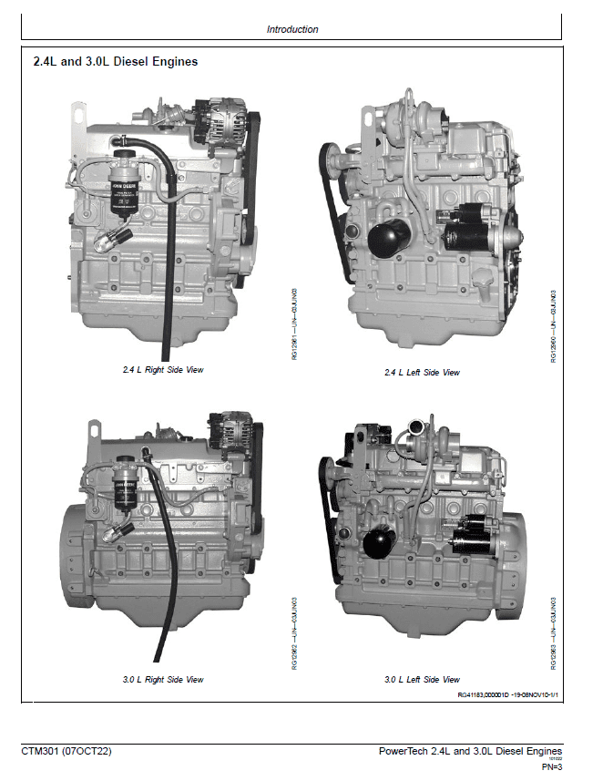 John Deere 2.4L & 3.0L Diesel Engines Repair Technical Manual (CTM301)