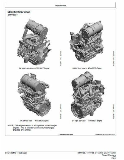 John Deere 3TNV86, 4TNV86, 3TNV88, 4TNV88 Diesel Engine Technical ...