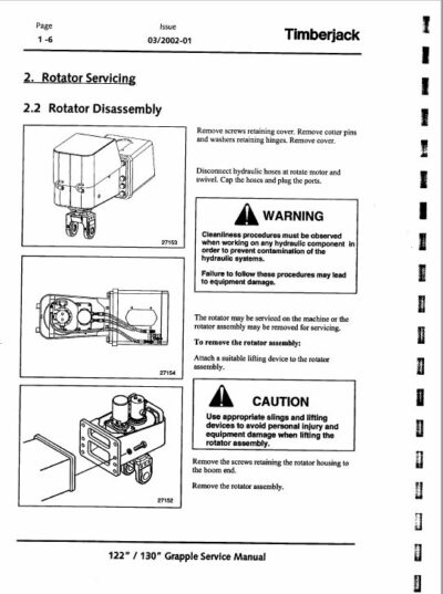 Timberjack 122, 130 Grapple Service Repair Manual
