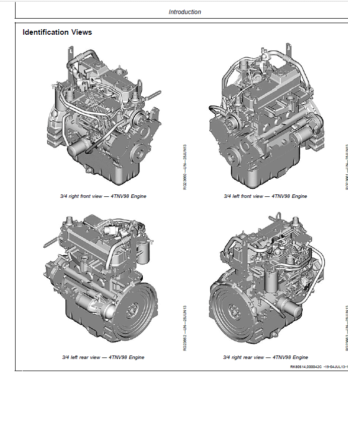 John Deere 4TNV98, 4TNV98T Diesel Engines Repair Manual (CTM130319)