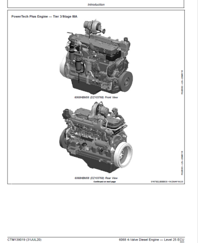 John Deere 6068 4-Valve Diesel Engine - Level 25 ECU Repair Manual (CTM139019)