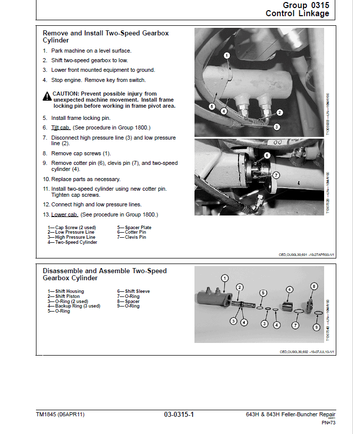 John Deere 643H, 843H Feller Buncher Service Repair Manual (TM1844 and ...