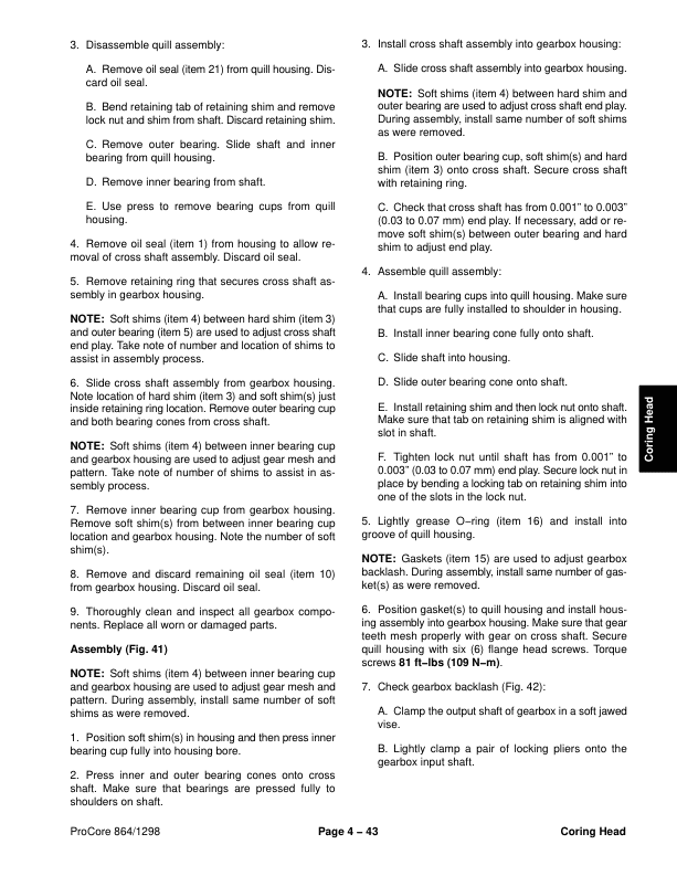 Toro Pro Core 864, 1298 Aerator Service Repair Manual