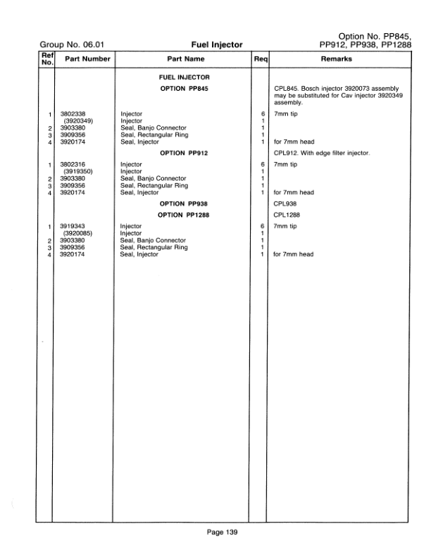 John Deere 6B, 6BT, 6BTA5.9 Series Cummins Engines Parts Catalog Manual
