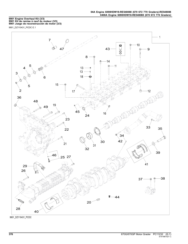 John Deere 670G Motor Graders (SN 1DW670GX_ _F656526-) Parts Catalog ...