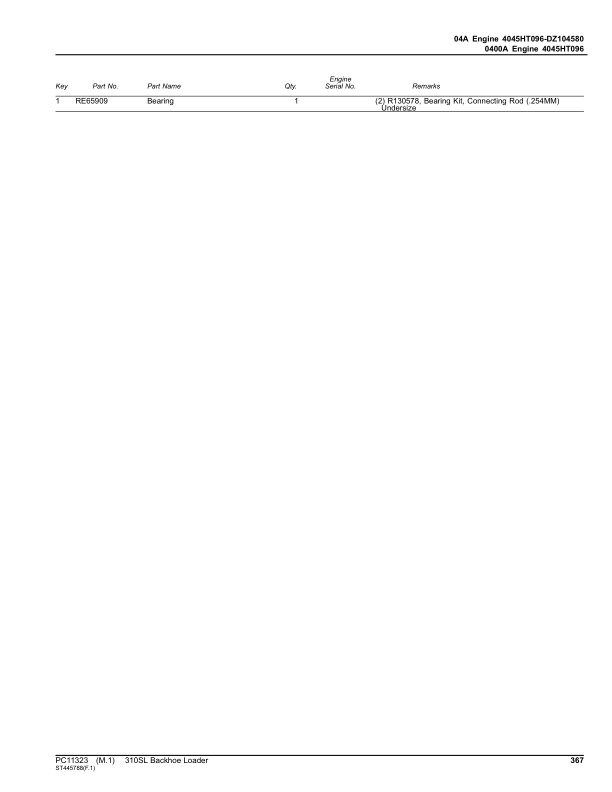 John Deere 310SL Backhoe Loaders (SN F273920-390995) Parts Catalog ...