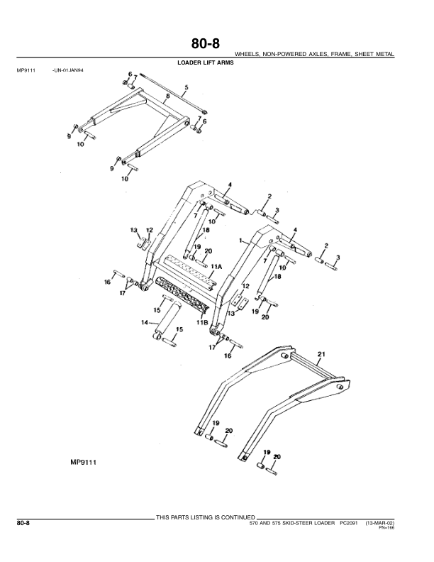 John Deere 570, 575 Skid Steers Parts Catalog Manual - PC2091