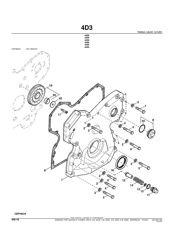 John Deere Engines for Gensets Power Units Engines Parts Catalog Manual ...