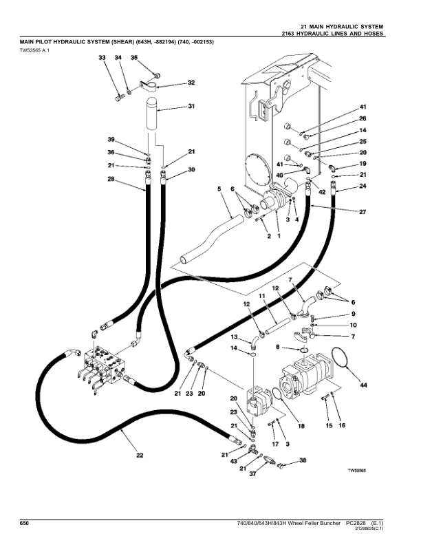 John Deere 643H, 843H, 740, 840 Wheeled Feller Bunchers Parts Catalog ...