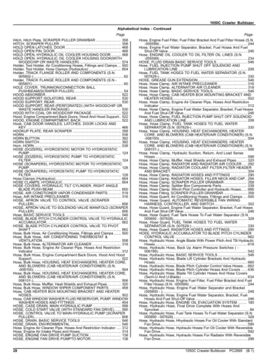 John Deere 1050C Crawler Dozers Parts Catalog Manual - PC2885