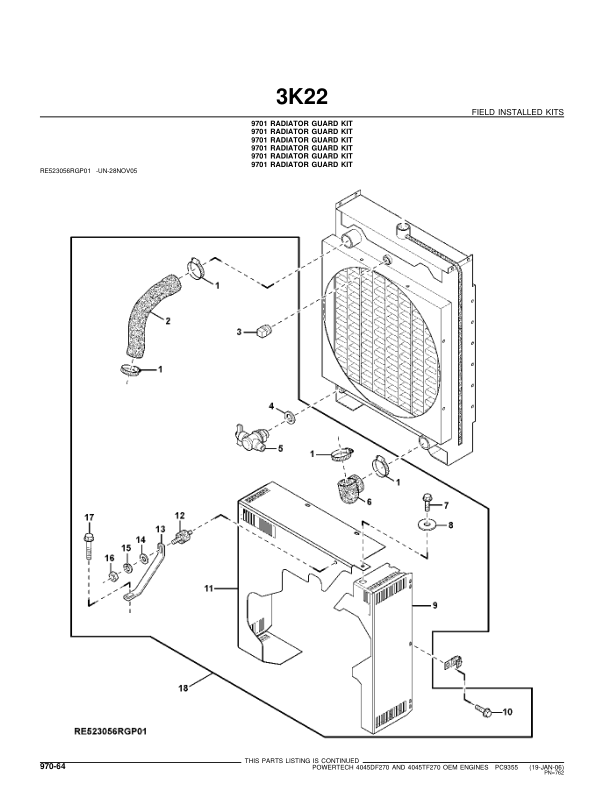 John Deere 4.5L, 4045DF270, 4045TF270 Engines Parts Catalog Manual - PC9355