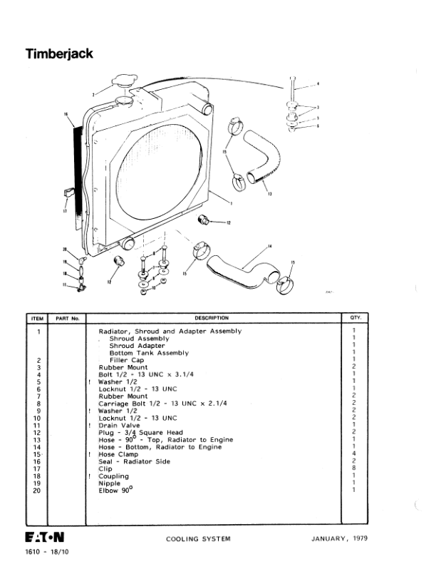 Timberjack TJ30 Harvester (SN 010058 & UP) Parts Catalog Manual