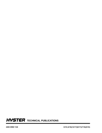 Hyster H40XT, H50XT, H60XT Forklift A380 Series Repair Manual (USA)