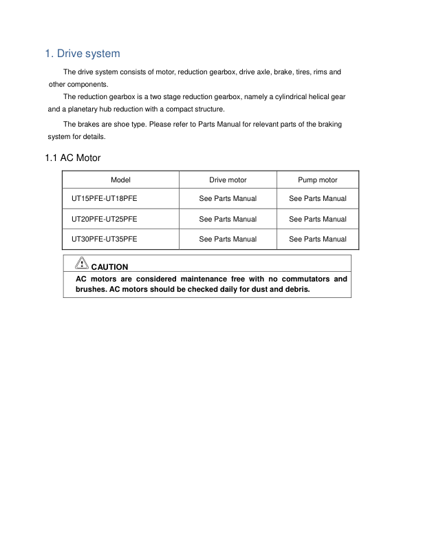 Utilev UT30-35PFE Forklift A392 Series Repair Manual