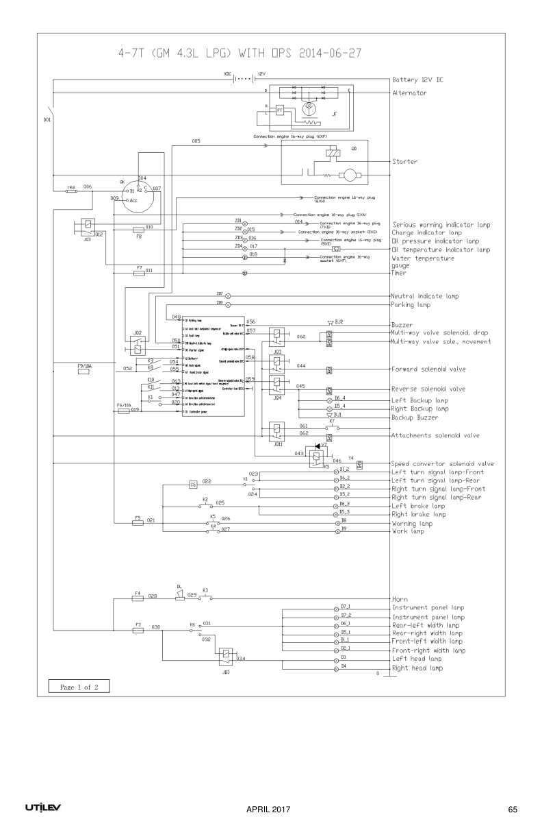 Utilev UT40-50PS Forklift A411 Series Repair Manual