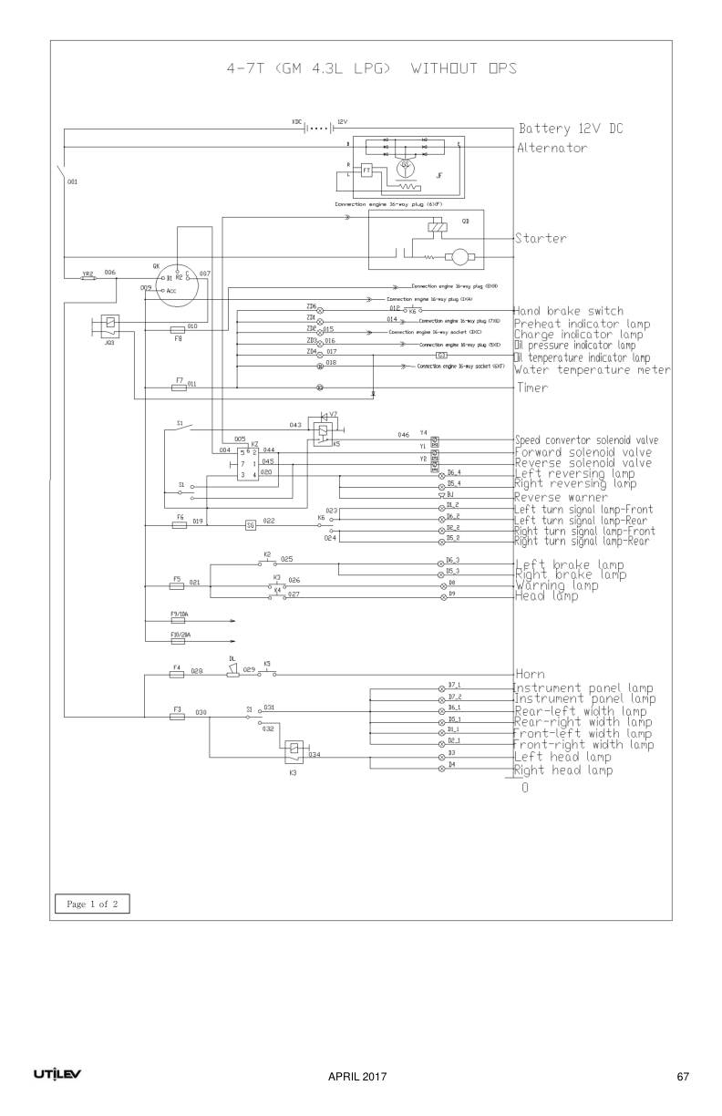 Utilev UT40-50PS Forklift A411 Series Repair Manual