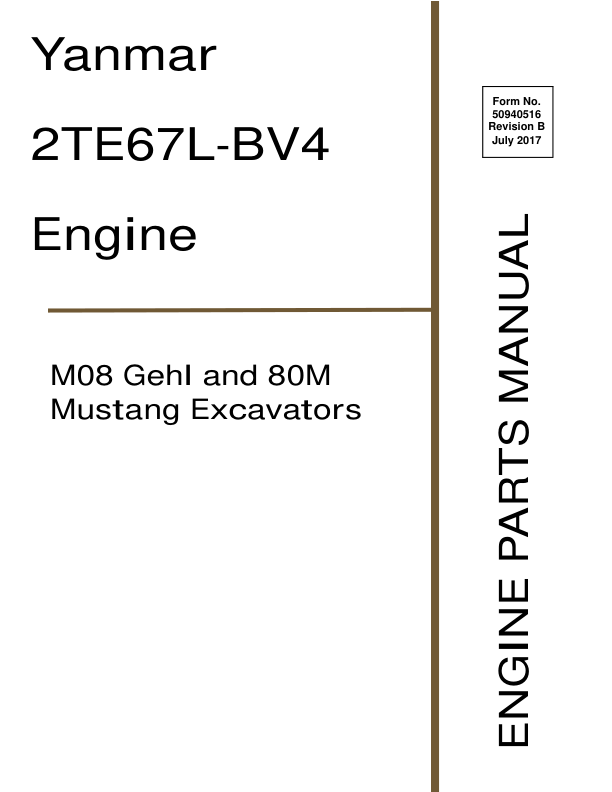 Gehl M08, Mustang 80M Compact Excavator Repair Service Manual