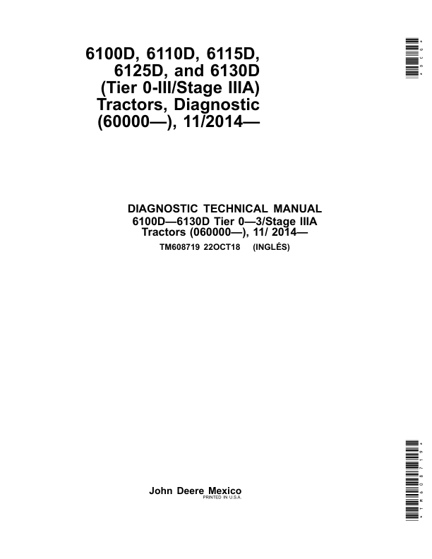 John Deere 6100D, 6110D, 6115D, 6125D, 6130D, 6140D Tractors Repair Manual