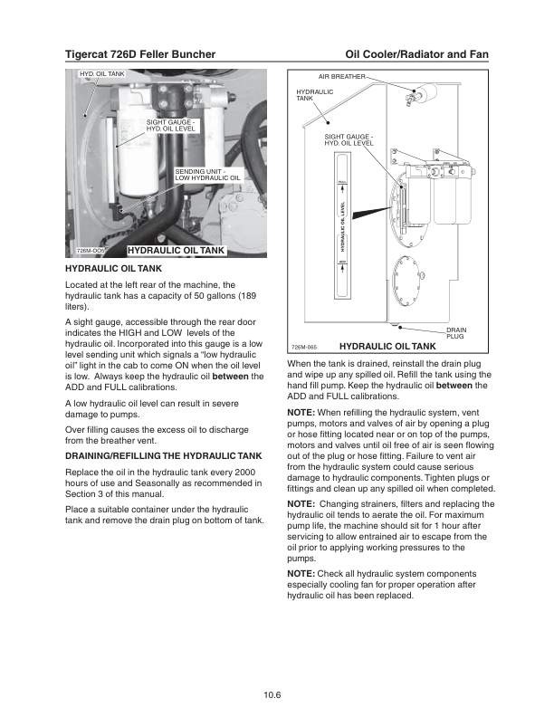 Tigercat 726D Feller Buncher Repair Service Manual (SN 7262001 - 7262499)