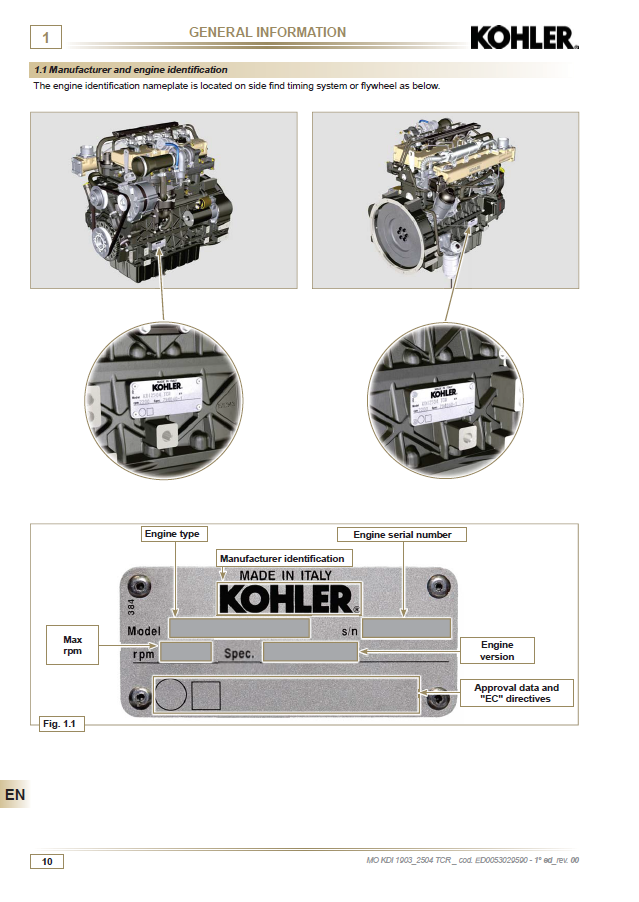 Kohler Diesel KDI 1903 TCR and KDI 2504 TCR Engine Service Repair Manual
