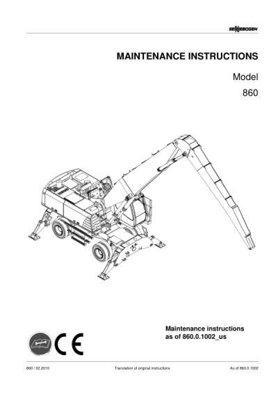 Sennebogen 860.0.1006 Operators, Maintenance and Parts Manual