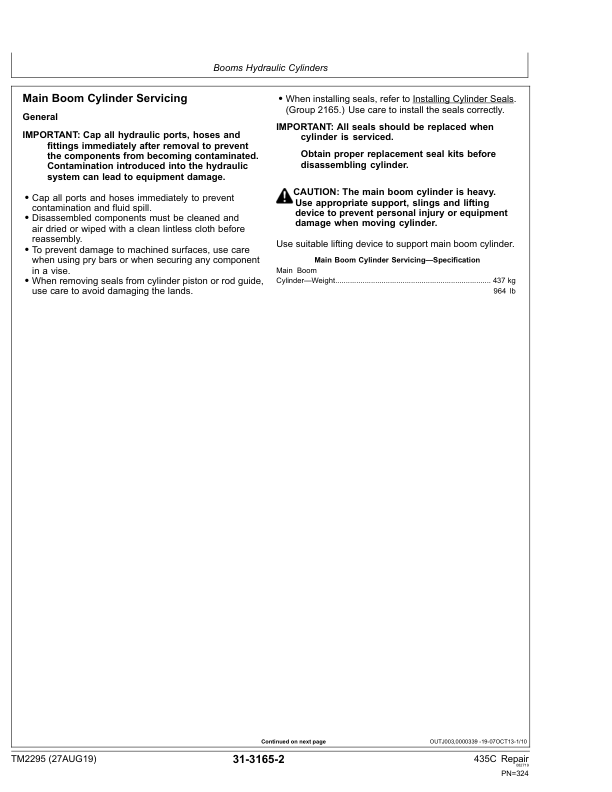 John Deere 435C Log Loader Repair Technical Manual - (TM2295)